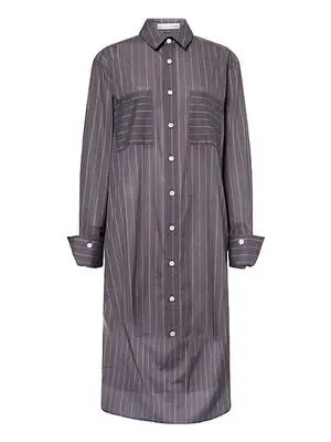 Palmer//harding Ease Striped Longline Cotton Shirt - Grey
