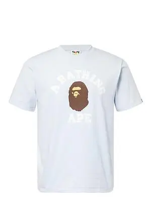 A BATHING APE Graphic-print College Cotton T-shirt - Sax