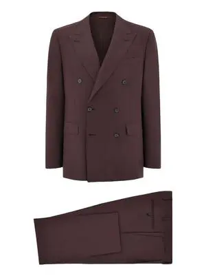 CANALI Double-breasted Dark Brown Modern Fit Suit In Wool