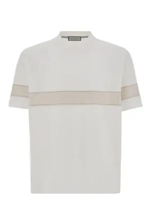 Canali Short-sleeve Cotton T-shirt With Contrasting Detail - White