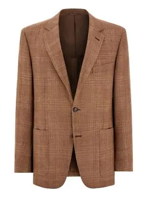 Canali Regular Fit Wool, Silk, And Linen Jacket - Red