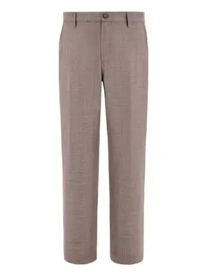 Canali Walnut Tapered Fit Super 130's Wool Chinos - Brown