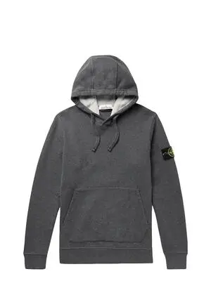 Stone Island 64120 Brushed Cotton Fleece Hooded Sweatshirt Dark Gray