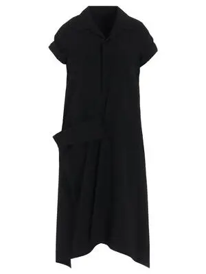 Yohji Yamamoto R Draped Shirt Dress - Black