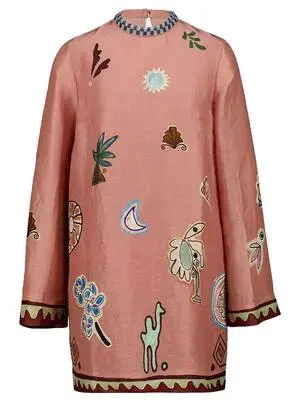 Alemais Laurence Bead-embellished Printed Mini Dress - Pink