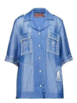 ALEMAIS Yasmeen Embellished Oversized Shirt - Blue