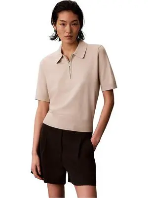 Calvin Klein Relaxed Knit Polo Sweater - Silvermoss