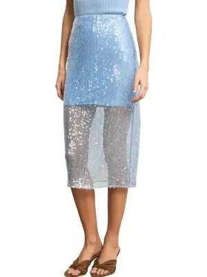 VERONICA BEARD Allora Sequin Mesh Midi Skirt