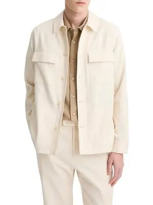 Vince Stretch Linen & Cotton Chore Coat - Bone