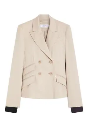 Max Mara Wool, Mohair, And Silk Double-breasted Blazer - Sand