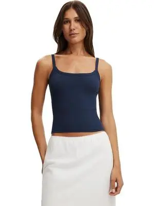 COTTON ON Goldie Rib Scoop Cami Shadow Navy