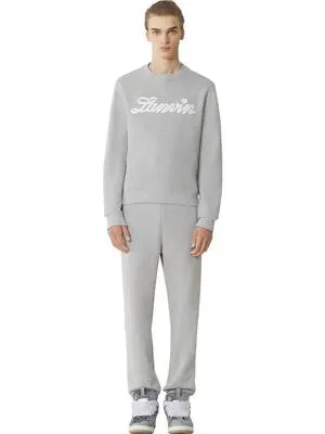 LANVIN Fleece Jogging Pants With Embroidered Logo - Heather Grey