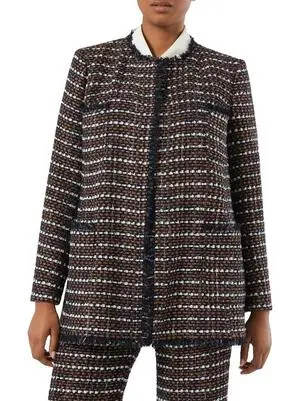 Marina Rinaldi Fervida Tweed Jacket - Blue Brown