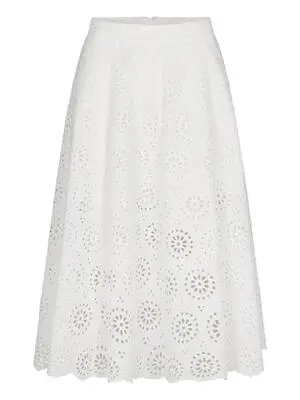 FRAME The Solstice Eyelet Midi Skirt