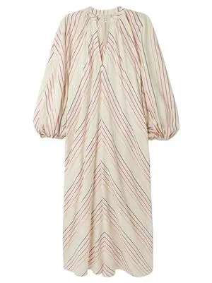 MARRAKSHI LIFE Striped Cotton Maxi Dress - Neutrals