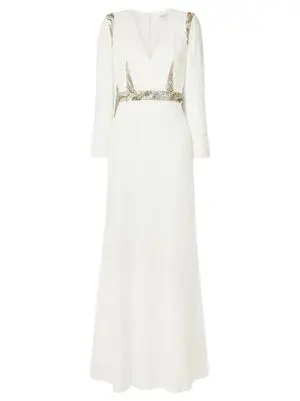 Alexander McQueen Embellished Crepe Gown - Ivory