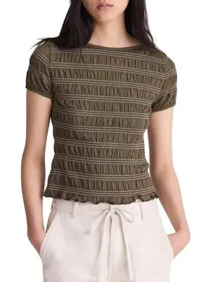 Madewell Smocked Short Sleeve Top - Faded Ivy
