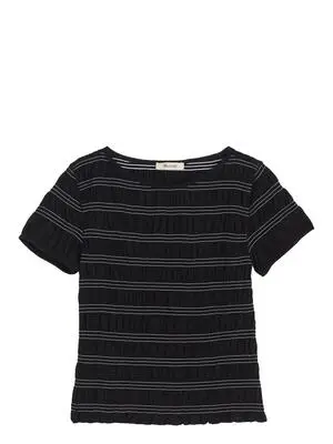 Madewell Smocked Short Sleeve Top - Jet Black