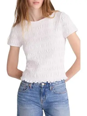 Madewell Smocked Short Sleeve Top - White