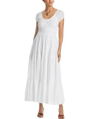 Aqua Andrita Seersucker Midi Dress - White