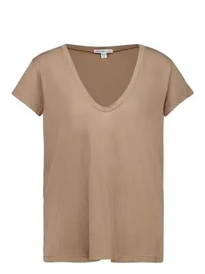 JAMES PERSE Cotton Deep V-neck T-shirt - Brown