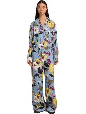 Marni Floral Printed Palazzo Pants - Blue