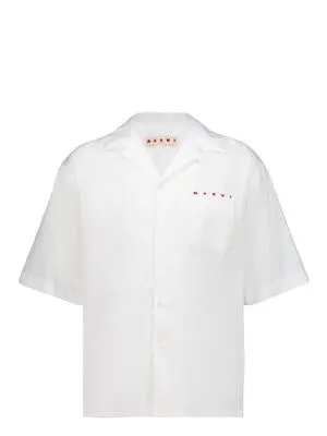 Marni Lily Poplin Bowling Shirt With Peeking Logo - White