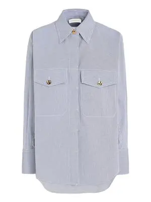Zimmermann Striped Cotton-blend Shirt - Navy