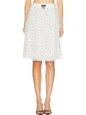 Marc Jacobs Layered Crinkle Chiffon Skirt With Lace Hem - White Multi