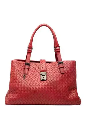 Bottega Veneta 2012-2025 Medium Nappa Intrecciato Roma Tote Bag - Red