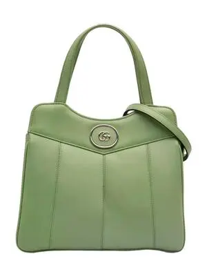Gucci Petite Gg Leather Tote Satchel - Green