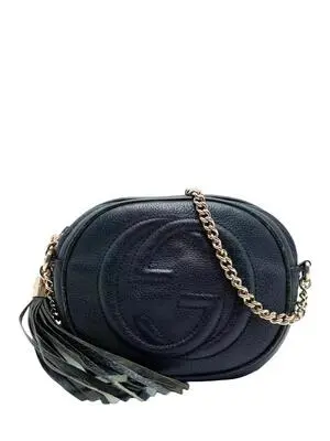 Gucci Mini Pebbled Calfskin Soho Chain Crossbody Bag Blue