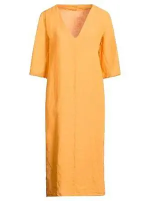 120% Lino Linen Midi Kaftan Dress - Mandarin