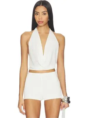 Superdown Rubie Cowl Neck Halter Top - White