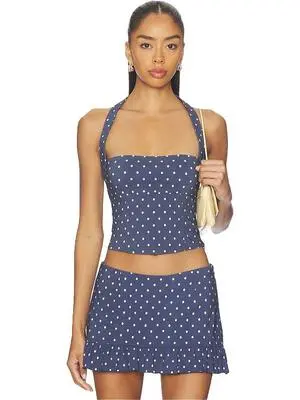 TIGER MIST Halter Tie Bustier Top - Navy