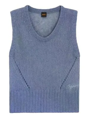 BOSS Ribbed Knit Vest - Blue