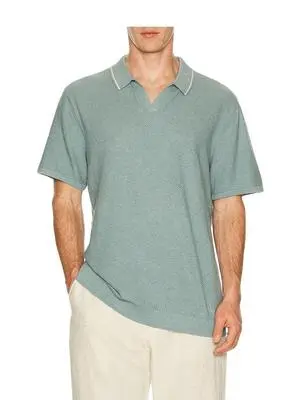 Marine Layer Greyson Sweater Polo In Blue - Topaz