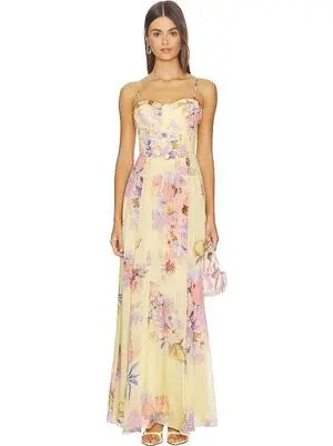 Hemant & Nandita Corseted Long Dress - Yellow
