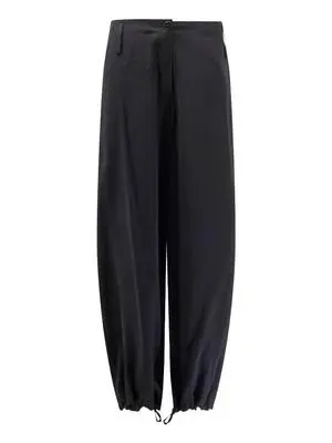 ALYSI Tapered Trousers With Belt Loops And Flap Pockets - Black