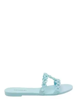 AQUAZZURA Chain Round-toe Slides - Blue