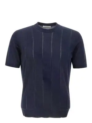 KANGRA Ribbed Short-sleeve Sweater - Blue