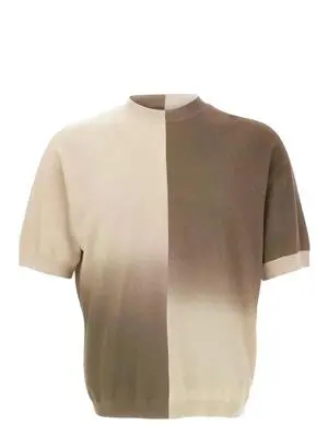 Emporio Armani Textured Knit Gradient Cotton Sweater - Brown