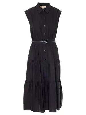 Michael Kors Shirt-collar Midi Dress - Black