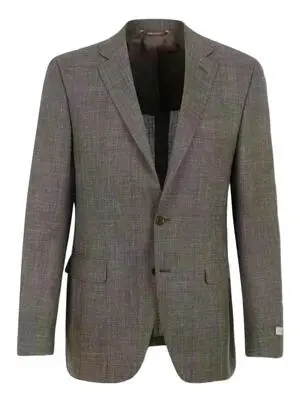 Canali Checked Button Suit - Brown