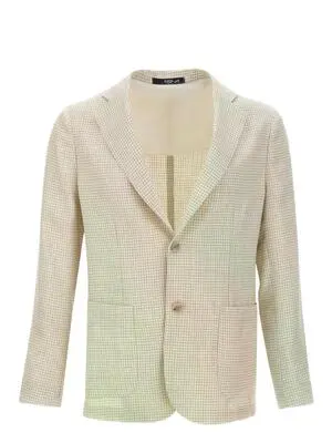 BARBA NAPOLI Easy J Mono Houndstooth Buttoned Blazer - Neutrals