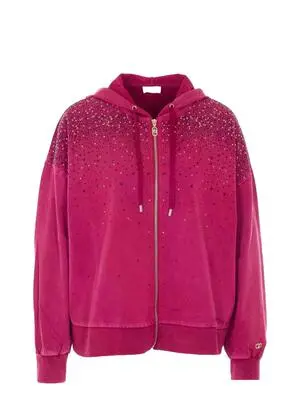 Liu Jo Rhinestone Embellished Zip-up Hoodie - Pink