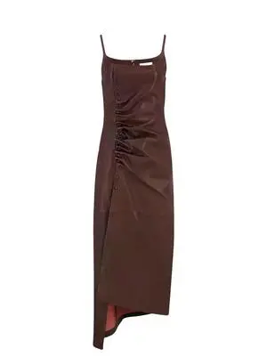 Rabanne Asymmetric Ruched Dress - Red