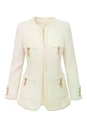LoveShackFancy Embellished Fringed Jacket - Neutrals