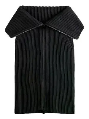 TOD'S Ribbed Knit Zip Skirt - Black