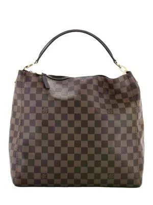 LOUIS VUITTON Louis Vuitton Portobello Damier PM Hobo Bag Brown